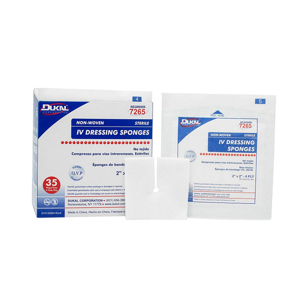 Dukal Sterile I.V. / Drain Split Dressing, 2 x 2 Inch